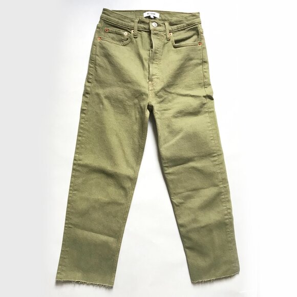 Re/Done | Jeans | Nwot Redone High Rise Pipe Sage Olive Straight Leg ...